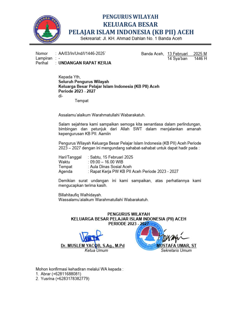 Undangan Raker | PDF