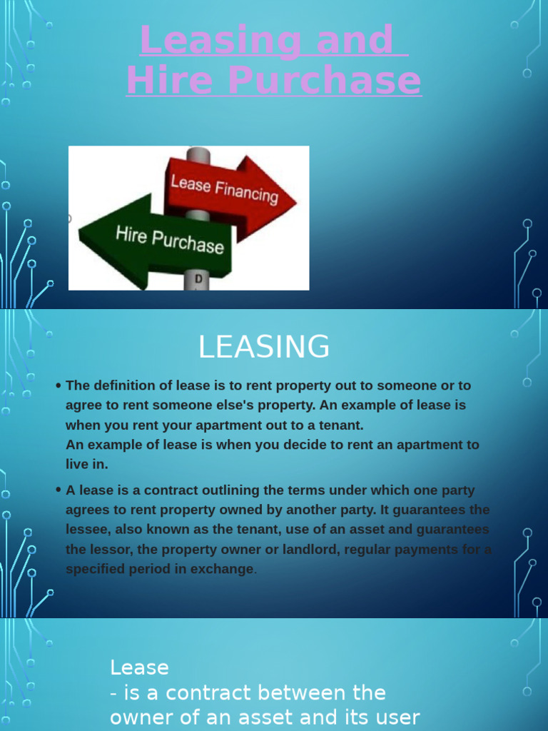 Leasing & Hire Purchase Guide | PDF | Lease | Renting