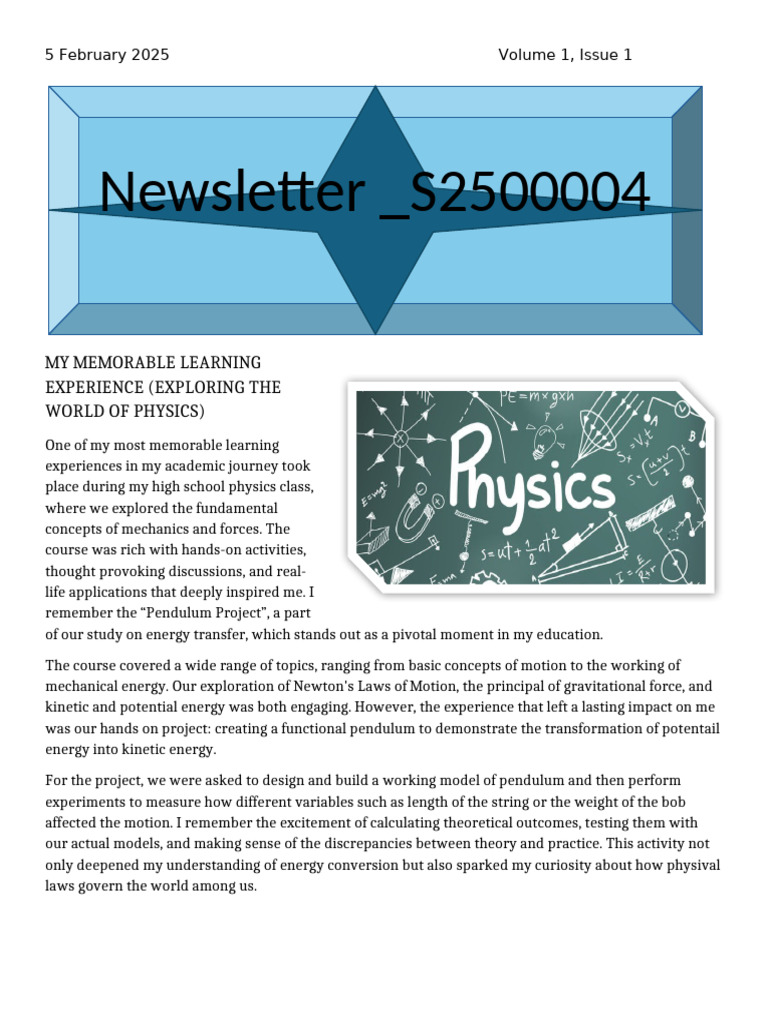 Memorable Physics Learning Experience | PDF | Physics | Force