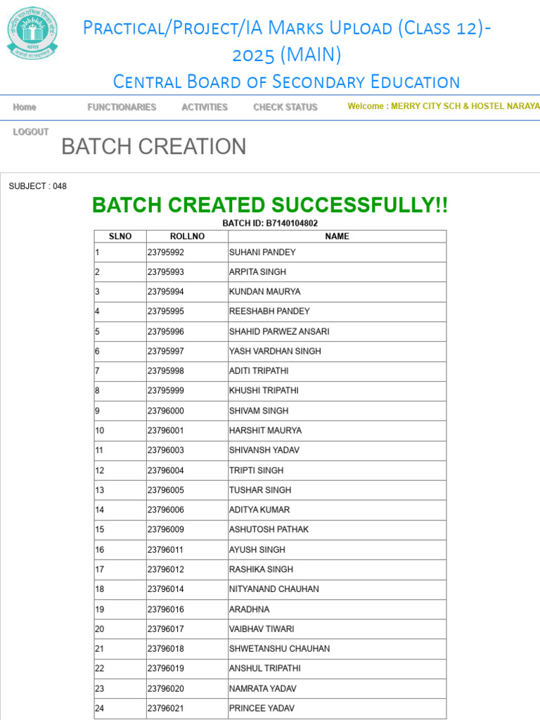 Class 12 CBSE Practical Marks Upload | PDF
