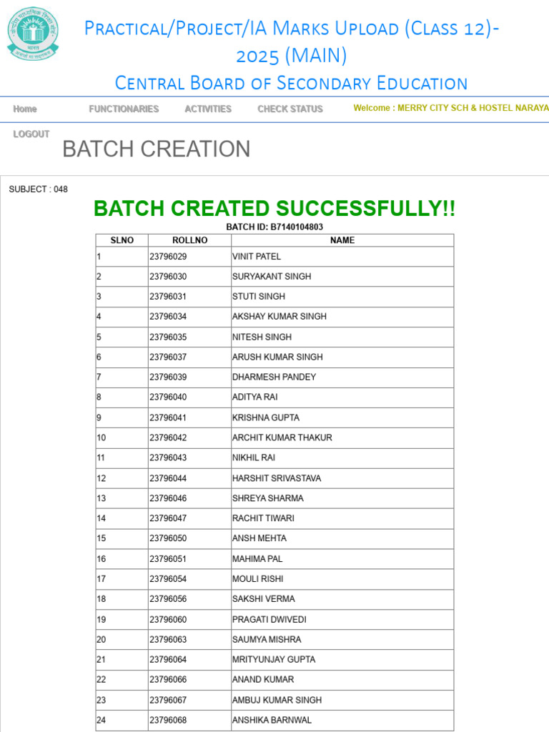 Class 12 IA Marks Upload 2025 | PDF