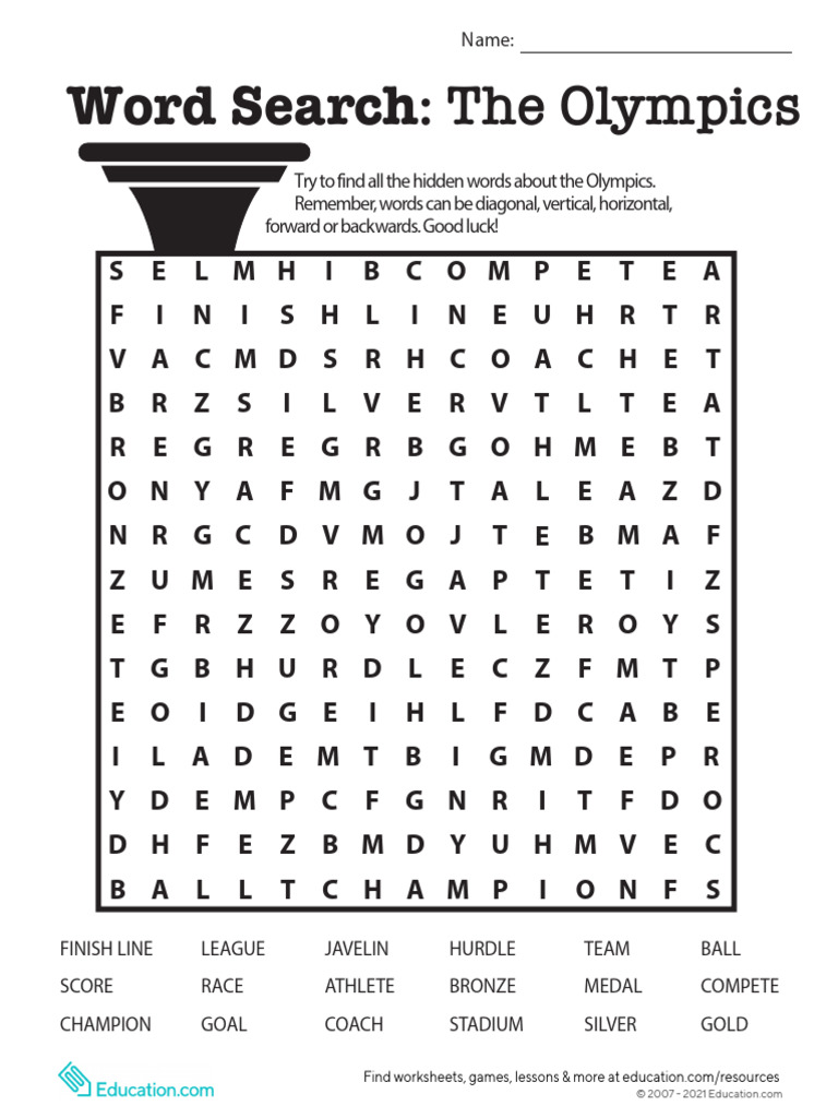 Olympic Games Word Search Puzzle | PDF