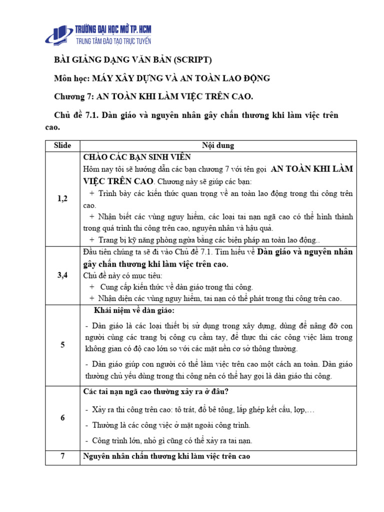MXD - ATLĐ C7 CD7.1 Dangiaovanguyennhangaychanthuongkhilamviectrencao | PDF