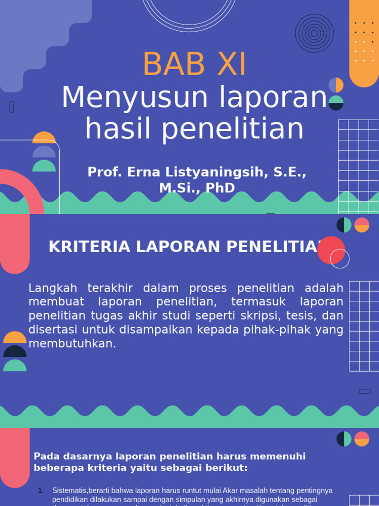 BAB XI MENYUSUN LAPORAN HASIL PENELITIAN.pptx SHARED | PDF
