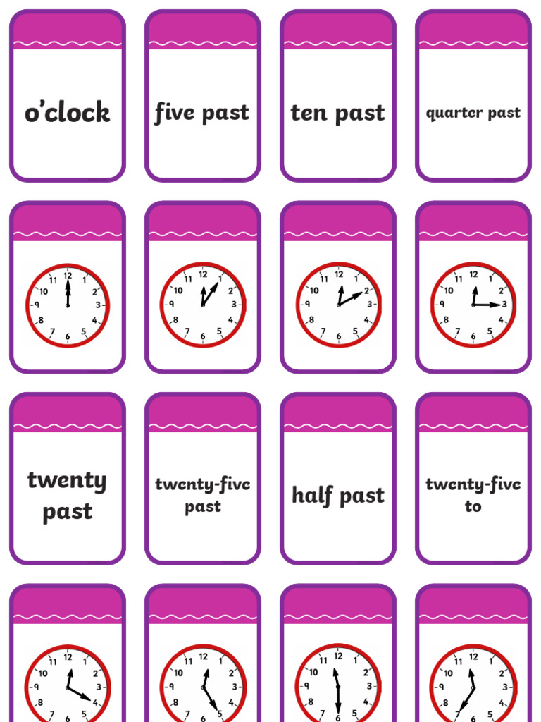 DAY 6 - TELLING THE TIME MATCH- PRINT MATCH | PDF