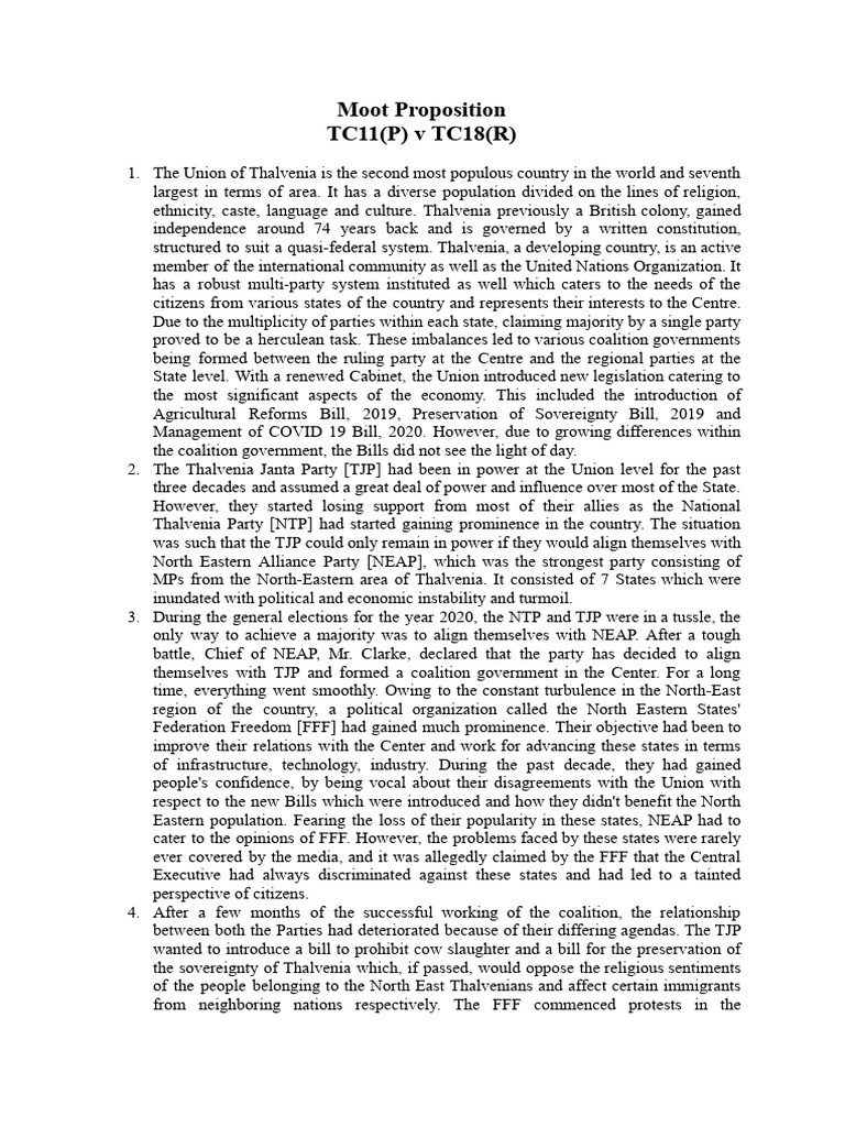 Moot Proposition TC11 V TC18 | PDF | Justice | Crime & Violence
