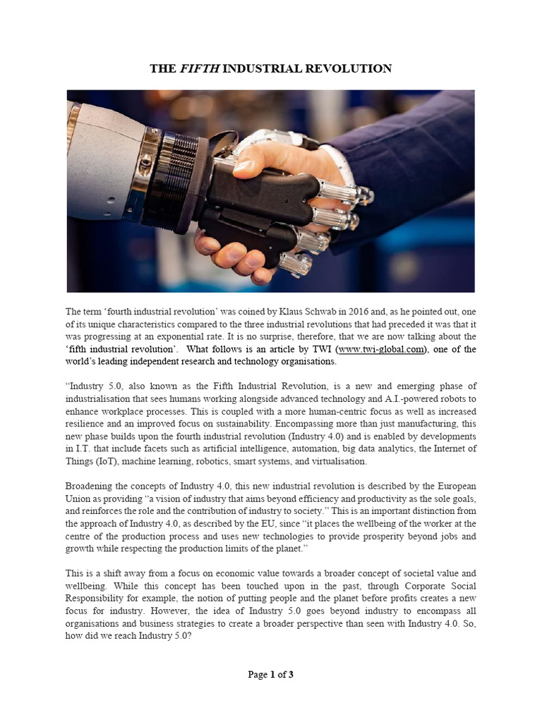 The Fifth Industrial Revolution | PDF | Business | Economies
