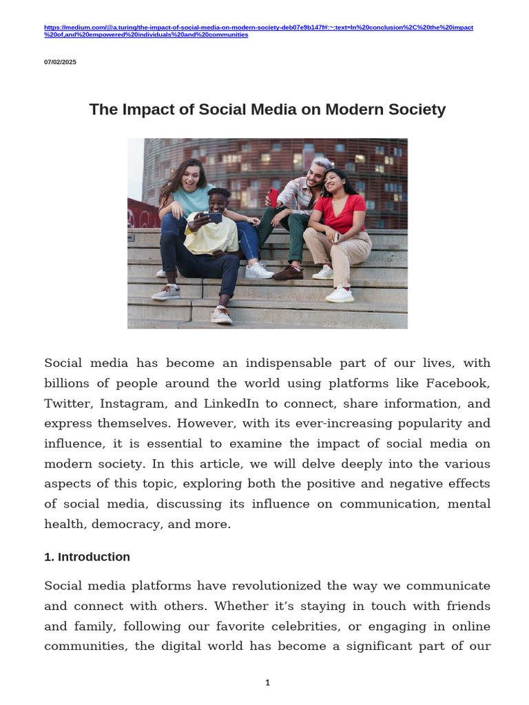 Social Media's Impact on Society Today | PDF | Social Media | Popular ...