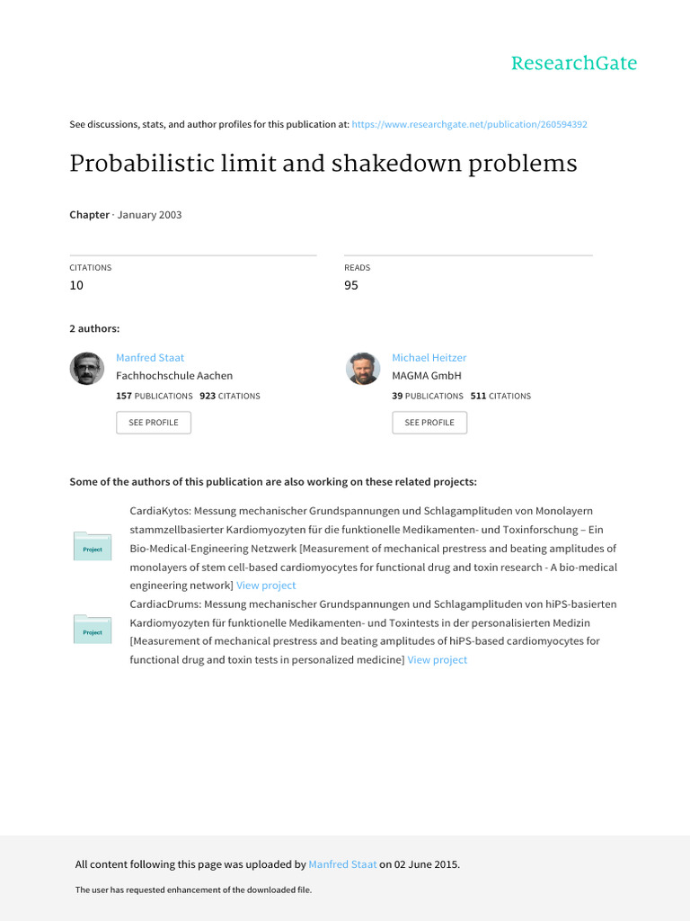 Probabilistic Limit and Shakedown | PDF | Reliability Engineering | Finite Element Method