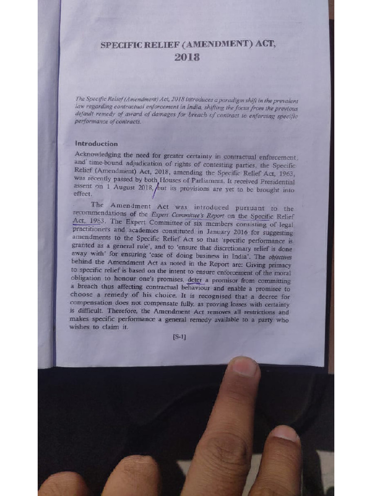 Specific Relief Act Amendment | PDF
