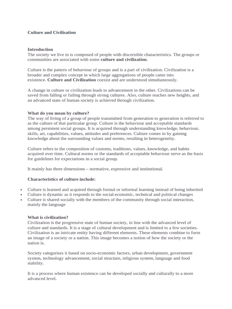 Understanding Culture and Civilization | PDF | Civilization | Liberal ...