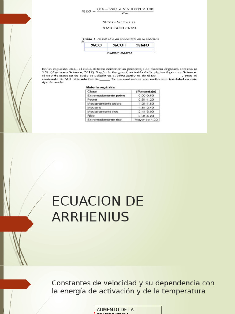 Ecuacion de Arrhenius (1) | PDF | Química | Física Aplicada e ...