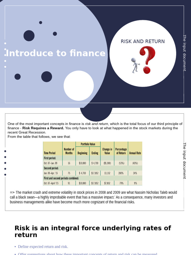 Risk and Return Nhóm 4 | PDF | Financial Risk | Diversification (Finance)