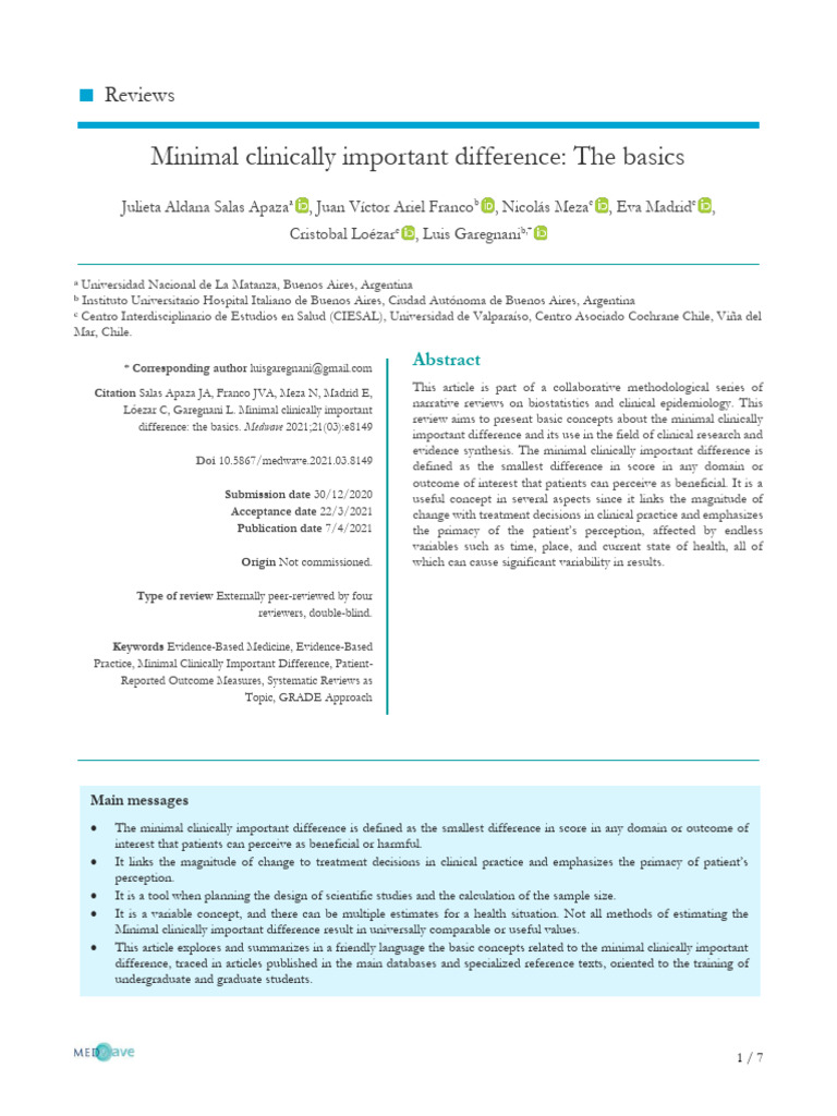 How to establish MCID | PDF | Placebo | Confidence Interval