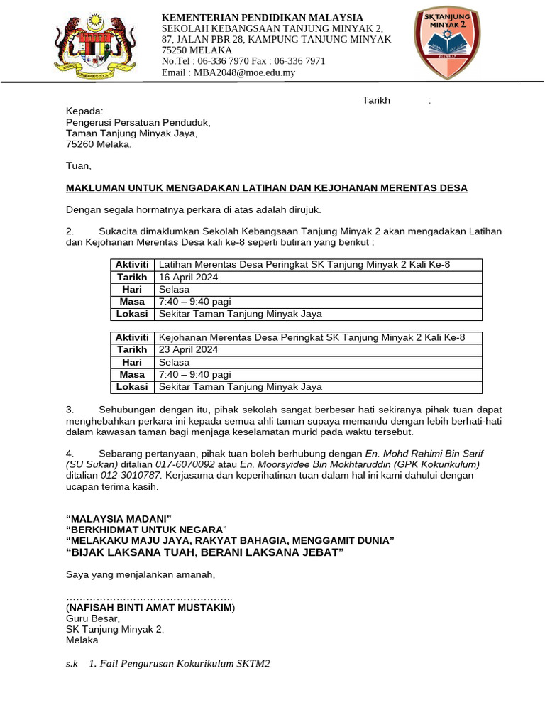 Surat Makluman Penduduk TMJ | PDF