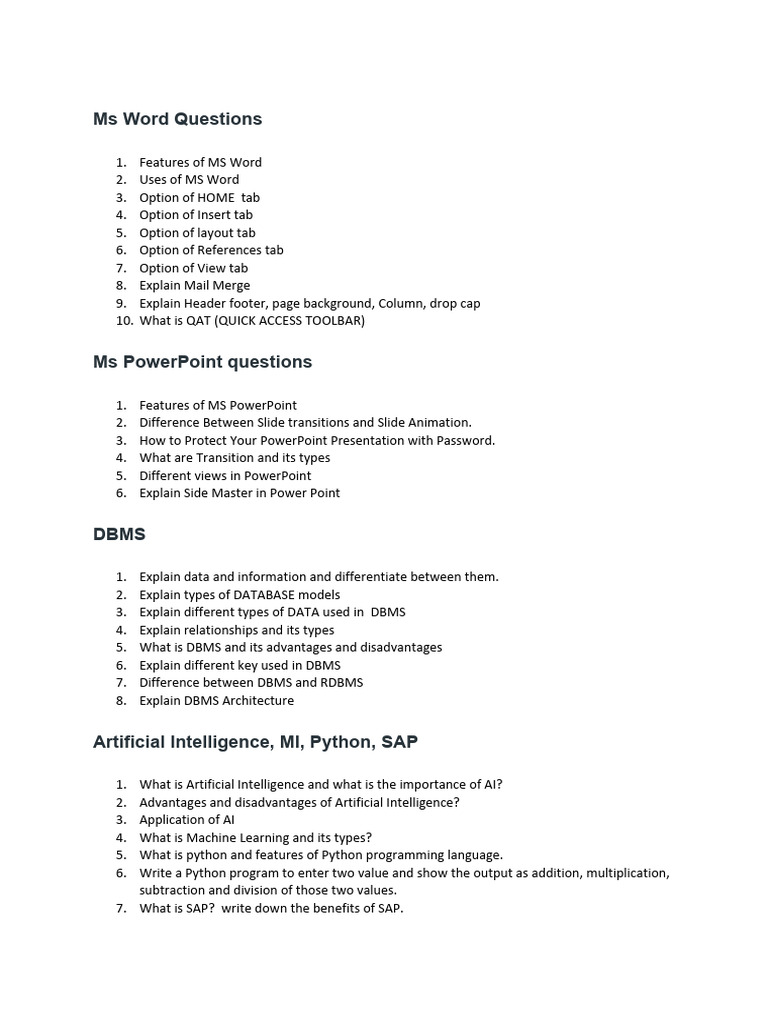 IT QBank | PDF | Databases | Microsoft Excel