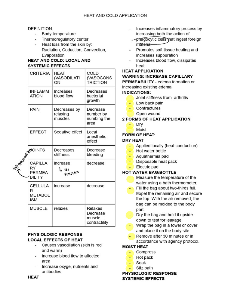 Heat and Cold Application-1 | PDF | Vasodilation | Medical Specialties