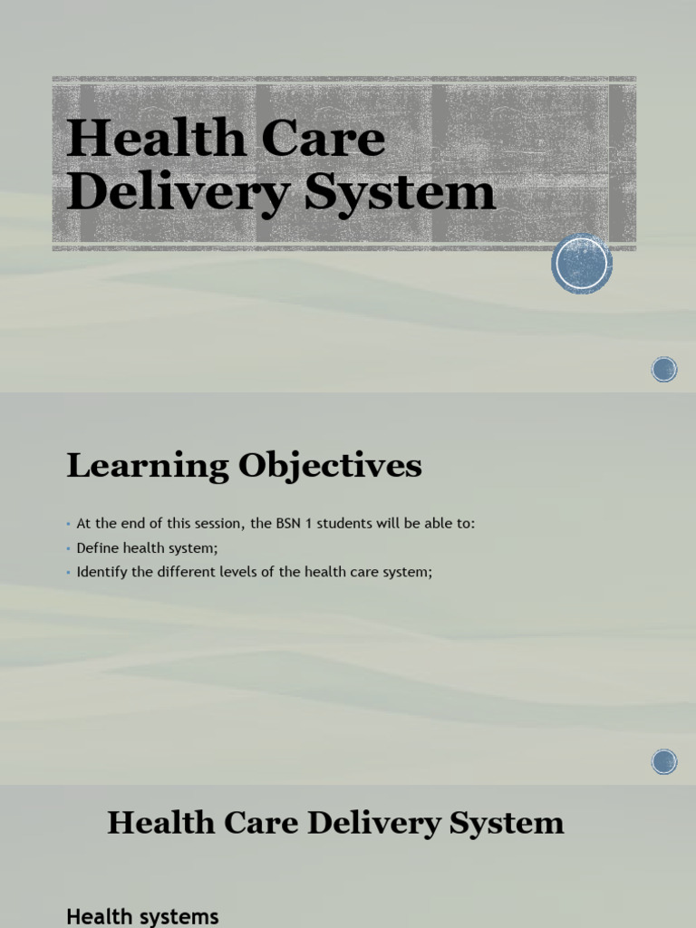 03 Health Care Delivery System | PDF | Preventive Healthcare | Health Care