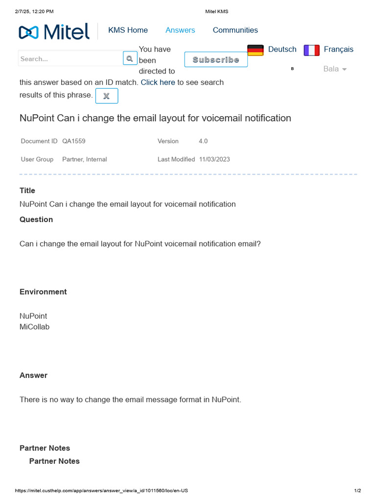 Mitel_Nupoint KMS | PDF