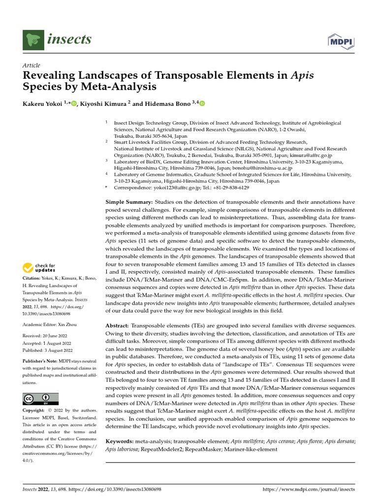 insects-13-00698-v3 | PDF | Transposable Element | Genome