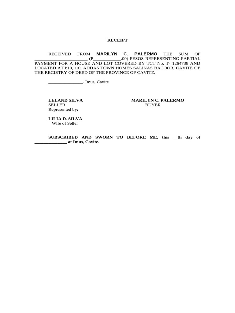 Cash Receipt for Construction Payment | PDF