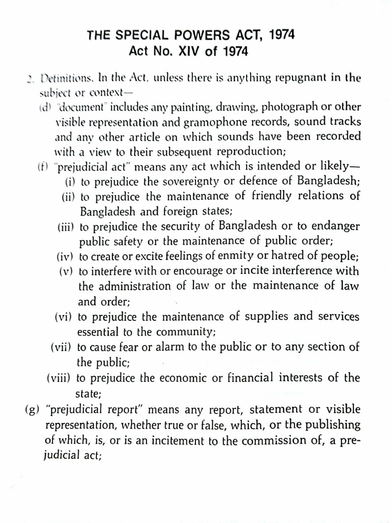 Special Power Act 1974 PDF | PDF