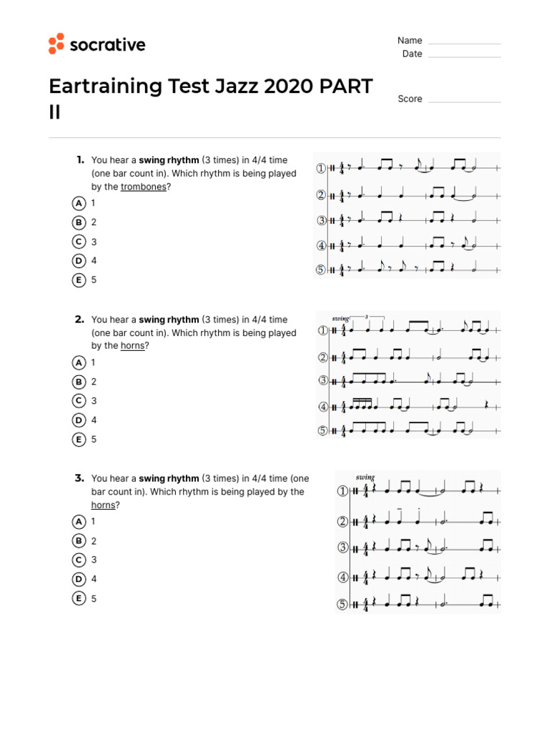 Eartraining Test Jazz 2020 PART II | PDF | Music Theory | American ...