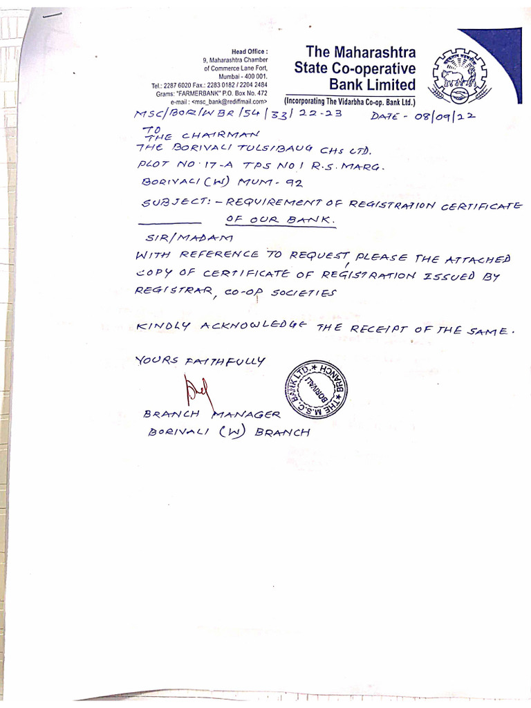 5MSCB Cooperative Bank Society Reg Cert | PDF