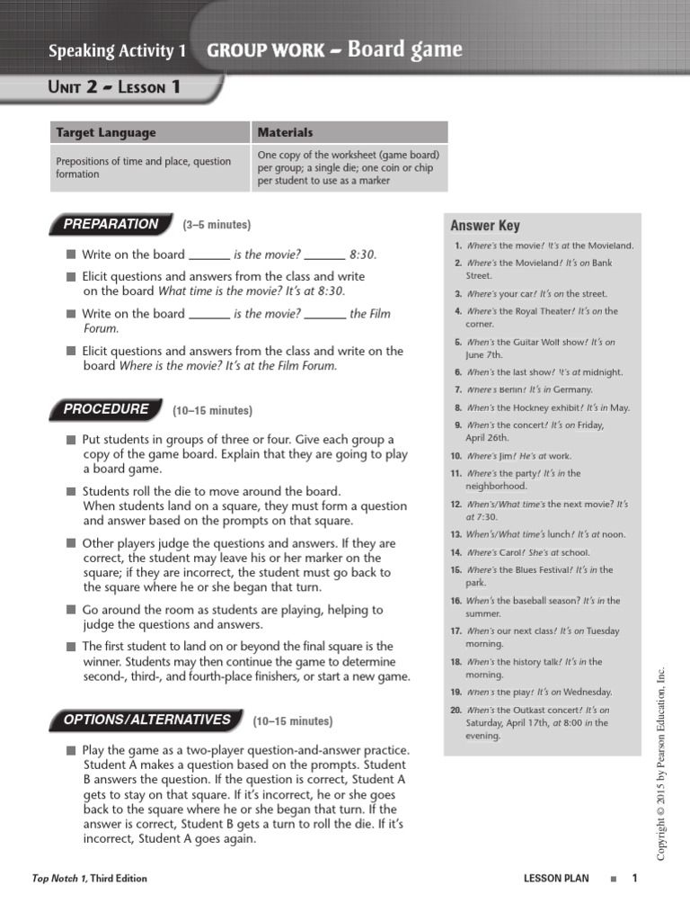 UNIT 02 Speaking Activities | PDF