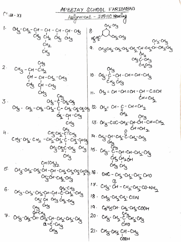 CH-12 Assignment IUPAC Nomenclature | PDF | Organic Acids