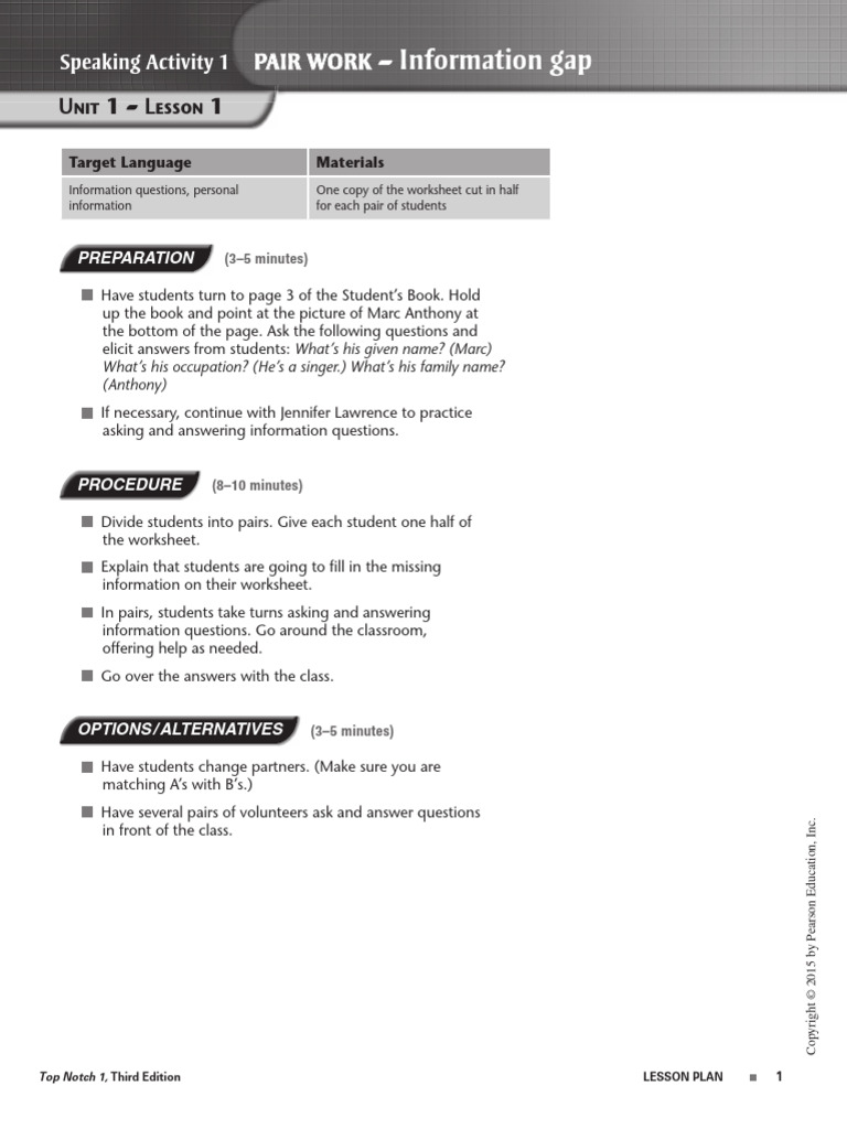 UNIT 01 Speaking Activities | PDF