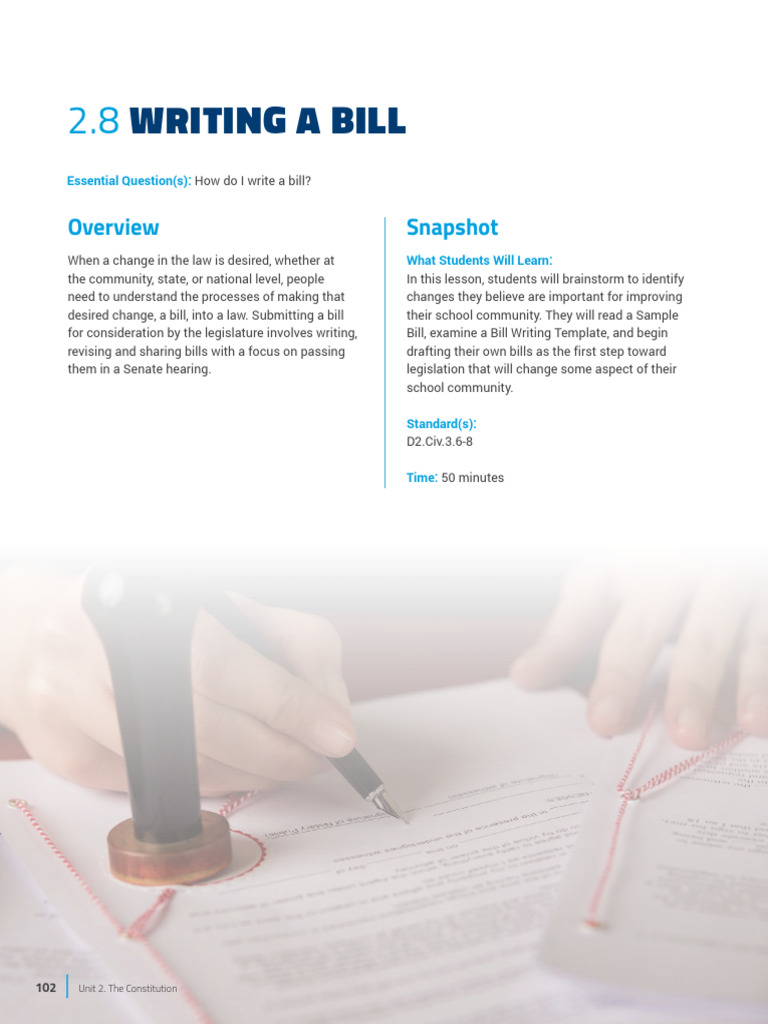 2-8-writing-a-bill | PDF | Bill (Law) | Learning