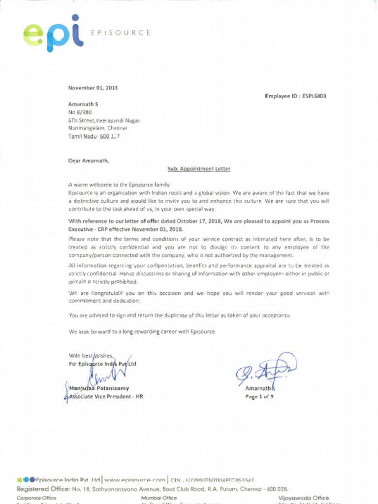 Episource Offer Letter | PDF
