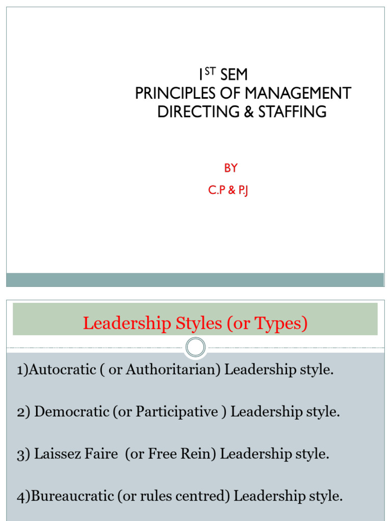 Directing Leadership Styles Overview | PDF | Leadership | Social Psychology
