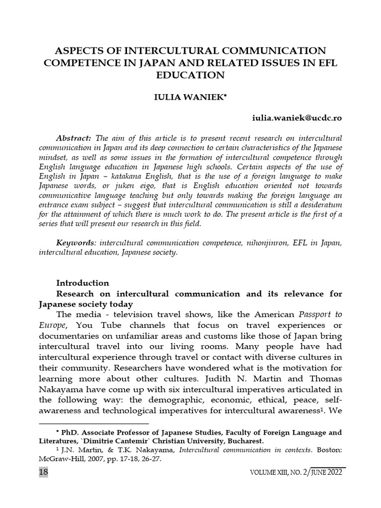 Aspects of Intercultural Communication Competence in Japan and Related ...