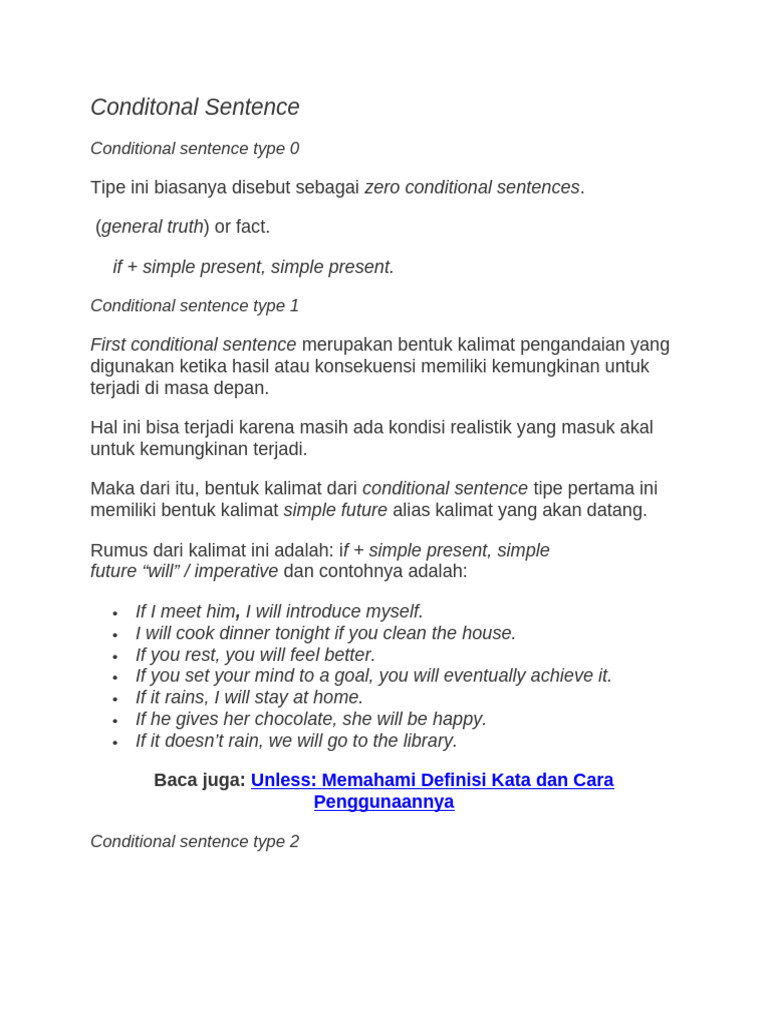 Conditonal Sentence | PDF | Linguistic Morphology | Syntax