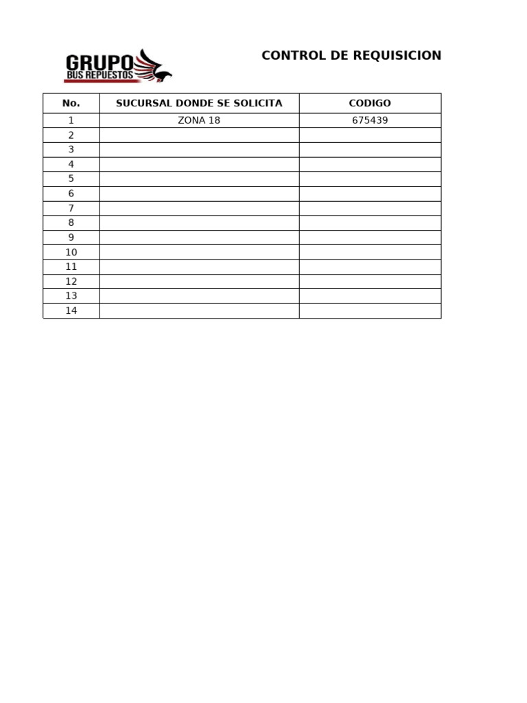Formato para Control de Requisiciones | PDF