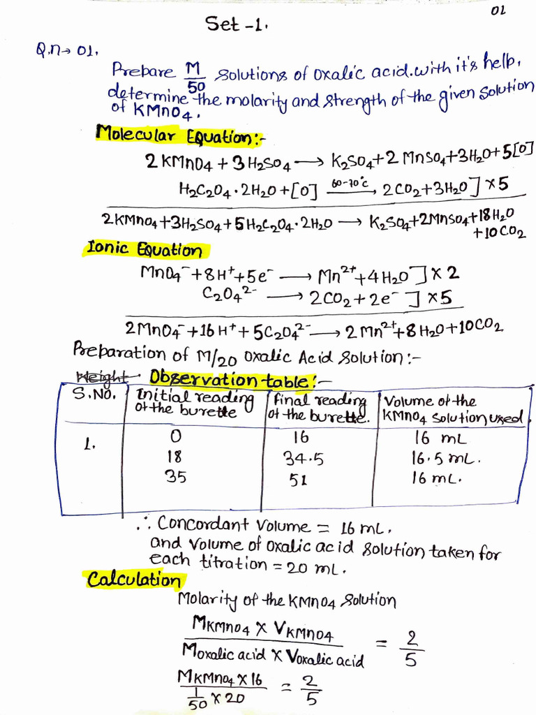 Chemistry Practicals Set 1,2,3 | PDF