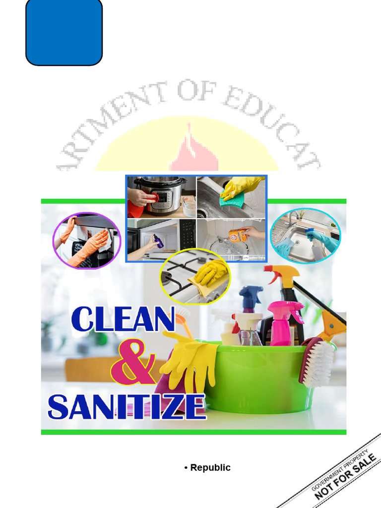 TLE G 9 Module 2 Cookery Lesson 2 Clean and Sanitize Kitchen Premises | PDF | Disinfectant