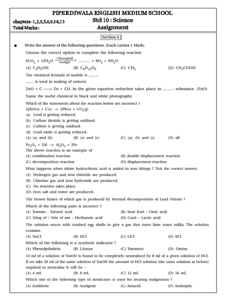 Assignment D02-Oct-2024 2 Removed | PDF | Metals | Chemical Reactions