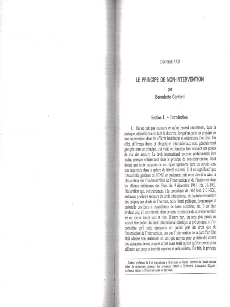 Principe de Non Intervention | PDF