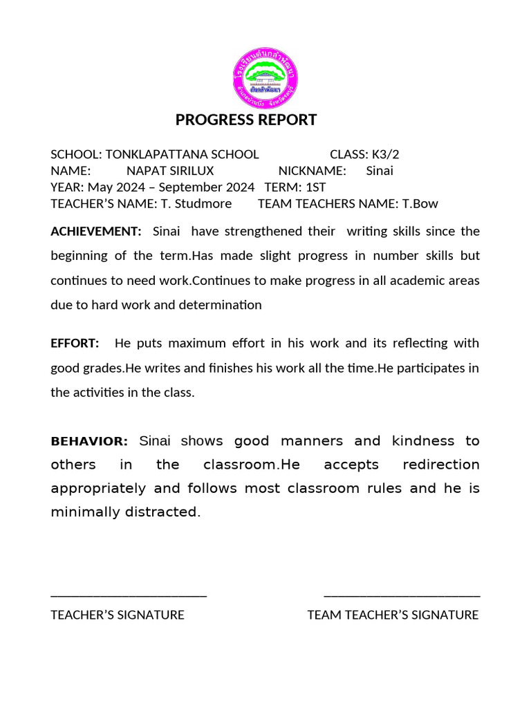 PROGRESS REPORT | PDF