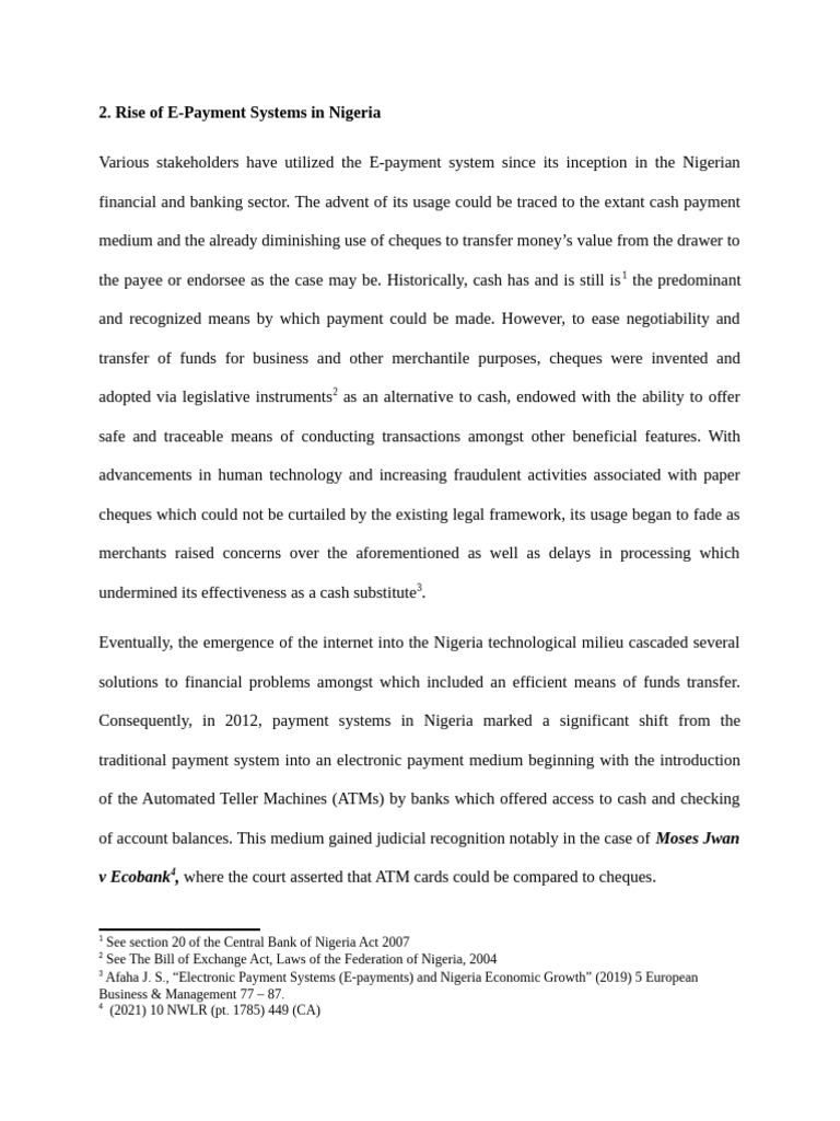 E-Payment System Growth in Nigeria | PDF | Cheque | Payments