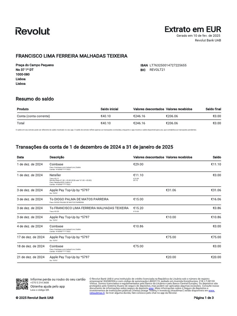 Extrato Revolut | PDF | Lituânia | Bancos