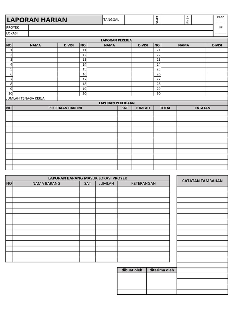 form laporan harian- | PDF