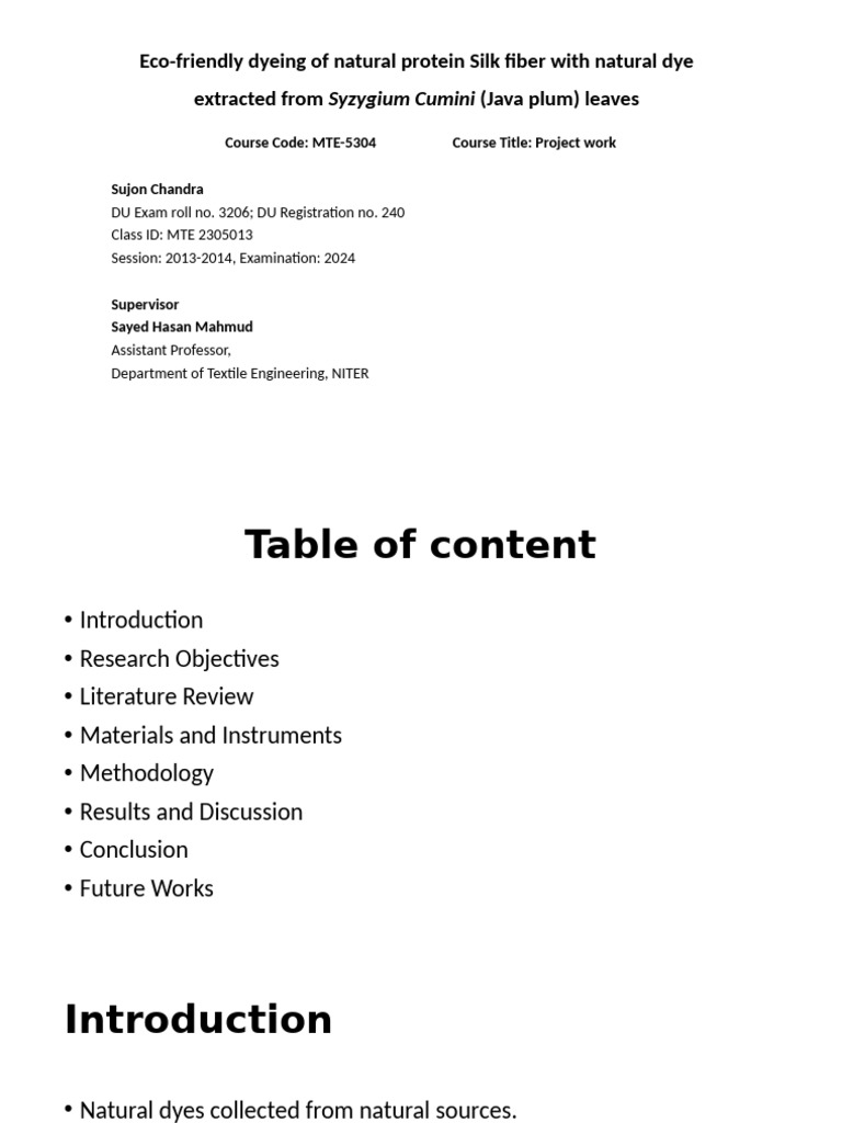 Presentation Final | PDF | Dyeing | Textiles