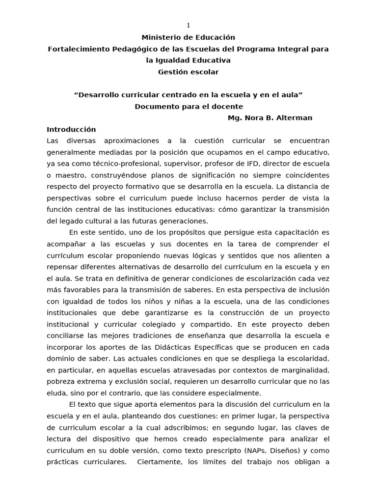 Alterman Desarrollo Curricular | PDF | Plan de estudios | Enseñando