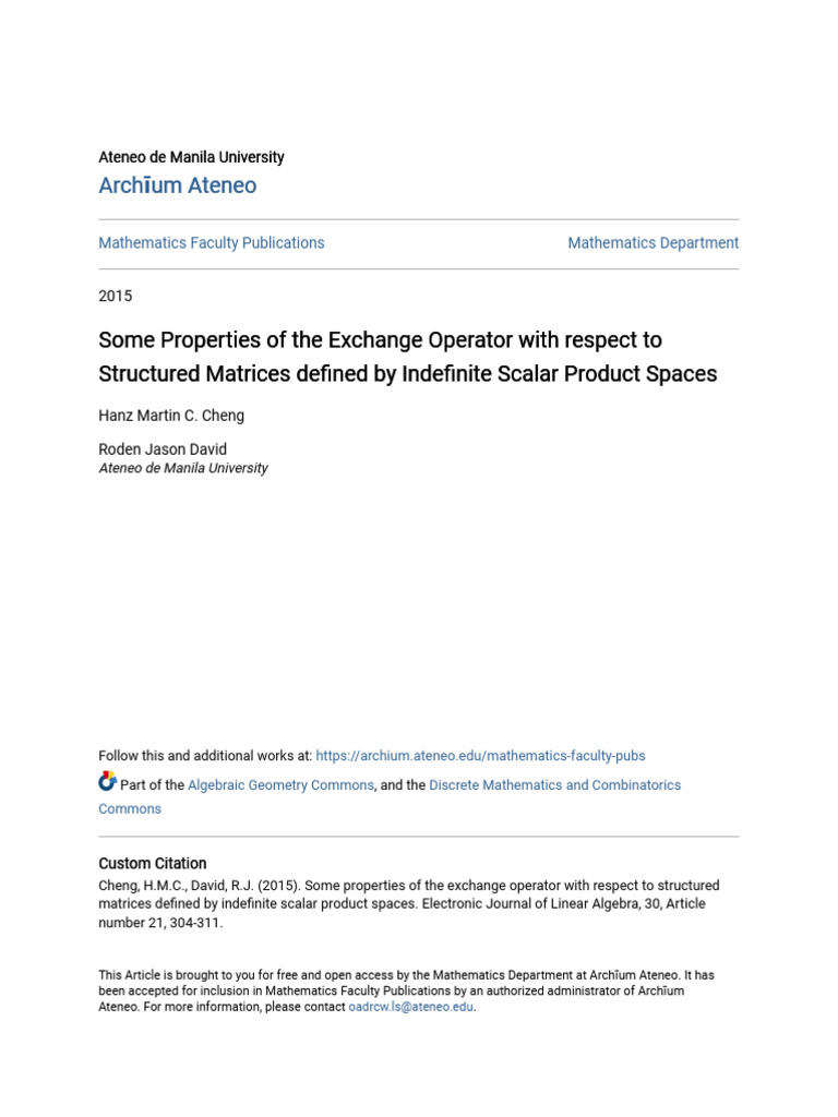 Some Properties of The Exchange Operator With Respect To Structur | PDF ...