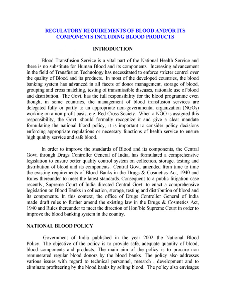 Guidelines For Blood Bank | PDF | Blood Donation | License