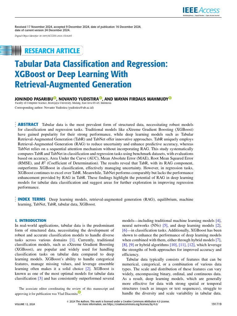 Tabular Data Classification and Regression XGBoost or Deep Learning With Retrieval-Augmented ...